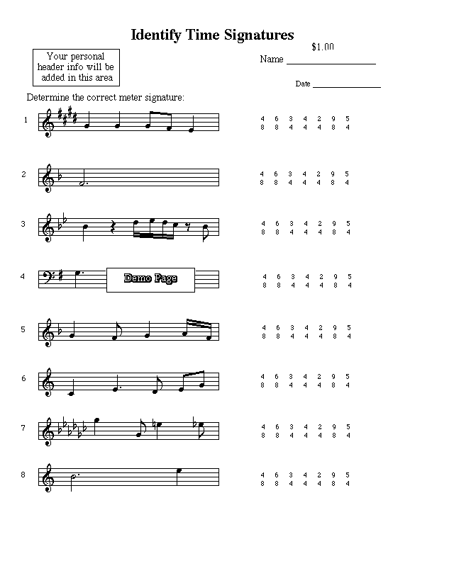Time Signature Worksheets Free Zabryjariu